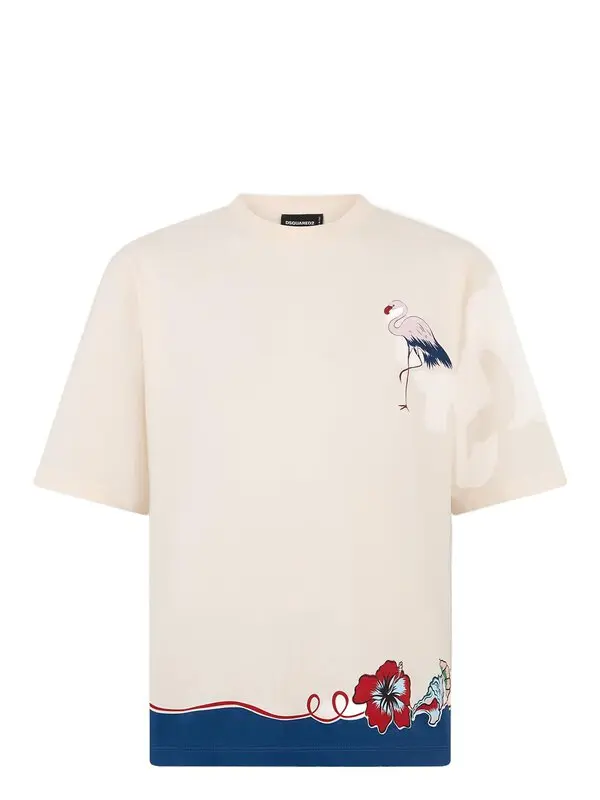 Dsquared2 Aloha Souvenir Loose Fit T-shirt - Beige