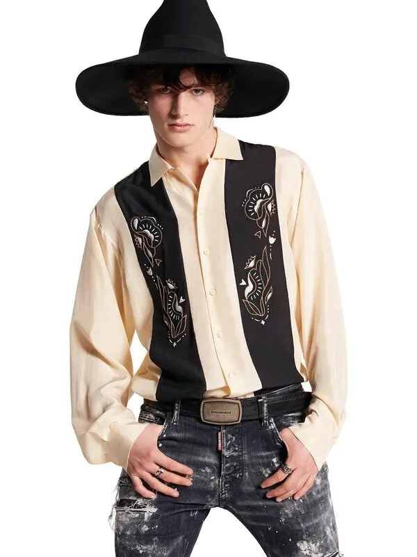 Dsquared2 Bowling Shirt With Embroidered Detail - Black