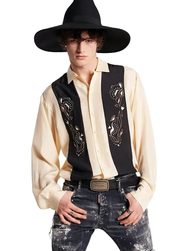 Dsquared2 Bowling Shirt With Embroidered Detail - Black