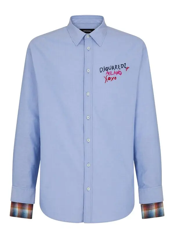 Dsquared2 Layered Sleeve Oxford Shirt - Blue