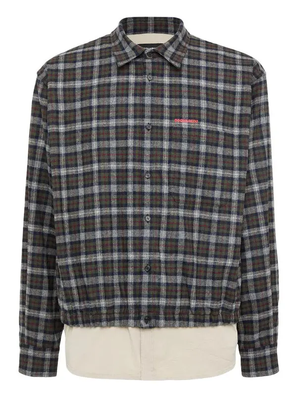 Dsquared2 Checked Wool Shirt With Cotton Insert - Fantasy
