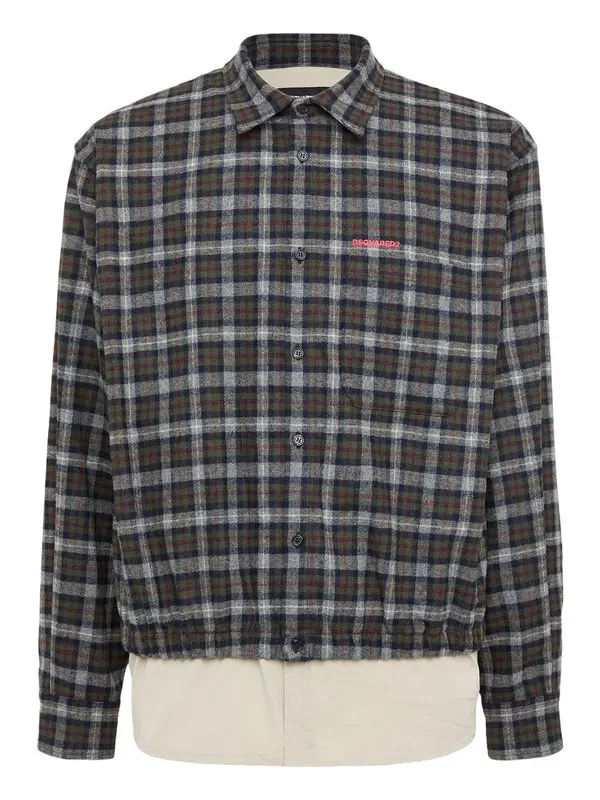 Dsquared2 Checked Wool Shirt With Cotton Insert - Fantasy