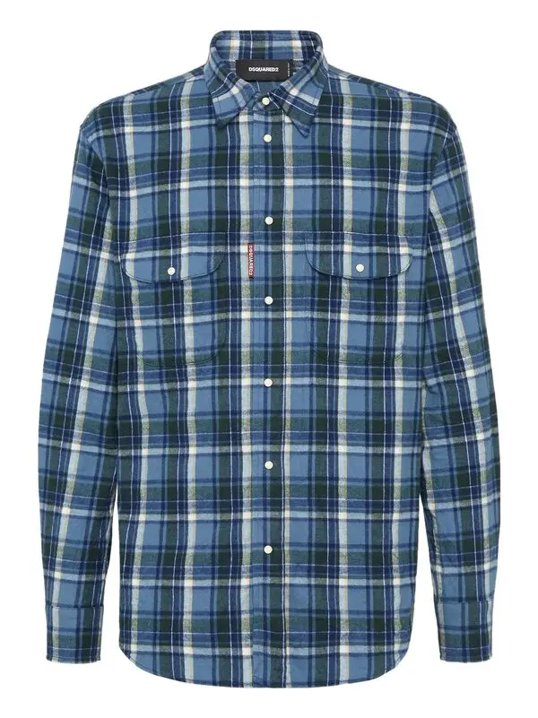 Dsquared2 Plaid Shirt With Canadian Landscape Print - Fantasy