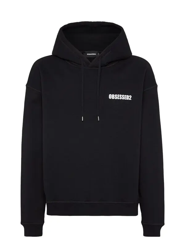 Dsquared2 Relaxed Fit Printed Hoodie - Black