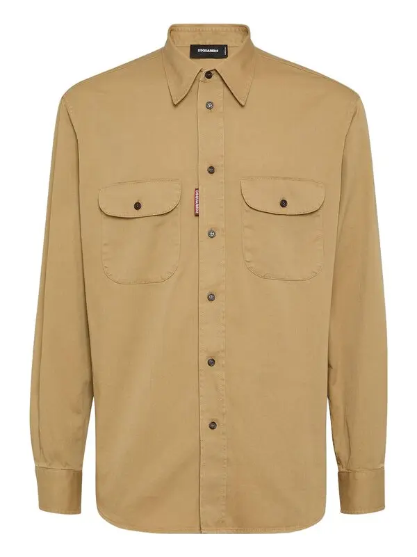 Dsquared2 Cotton Twill Landscape Print Shirt - Black