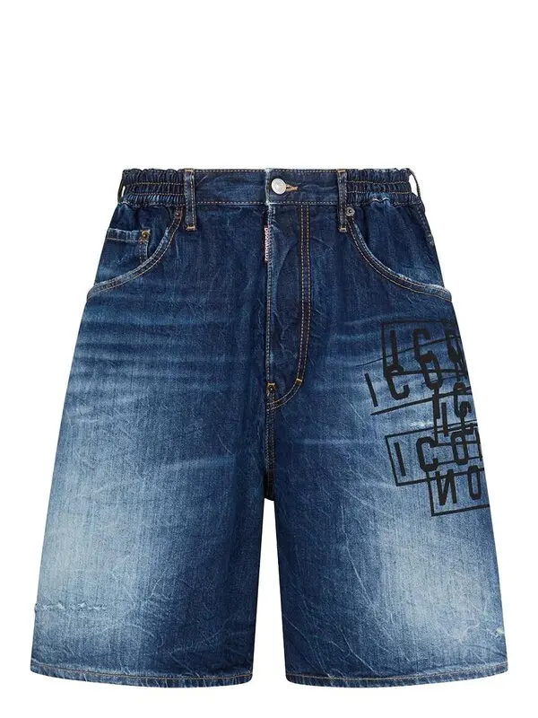 Dsquared2 Icon Dark Wash Denim Bermuda Shorts - Blue