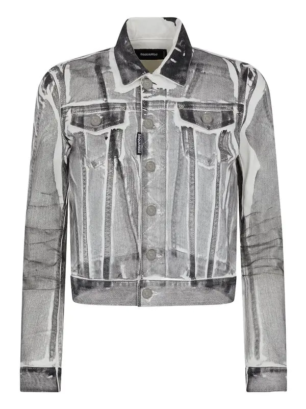 Dsquared2 Icon White Coal Wash Denim Jacket - Grey