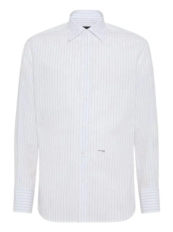 Dsquared2 Striped Cotton Shirt With Micro Logo Print - Fantasy
