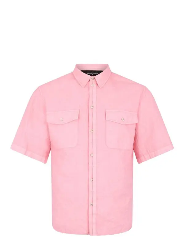 Dsquared2 Short Sleeve Linen Shirt - Pink