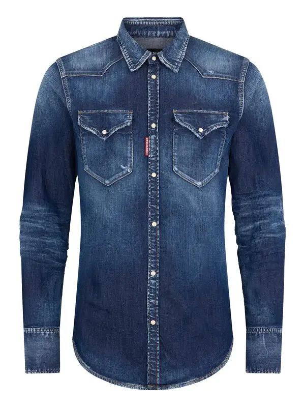 Dsquared2 Medium Perfecto Classic Western Shirt - Blue