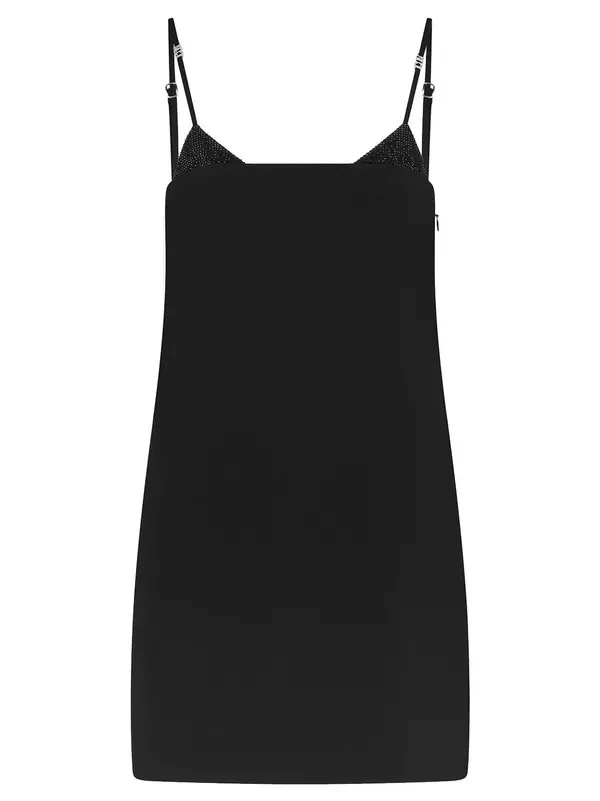 Dsquared2 Icon Leather Trim Slip Dress - Black