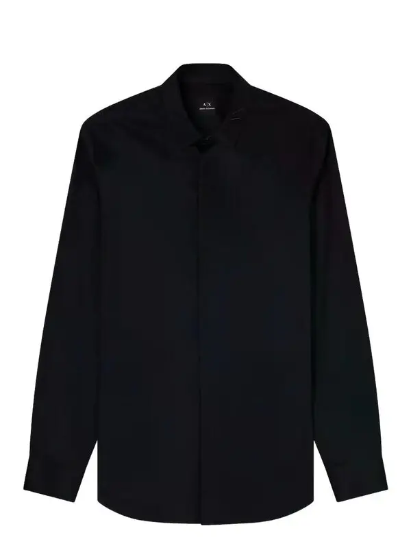 Armani Exchange Logo-embroidered Long-sleeve Shirt - Black