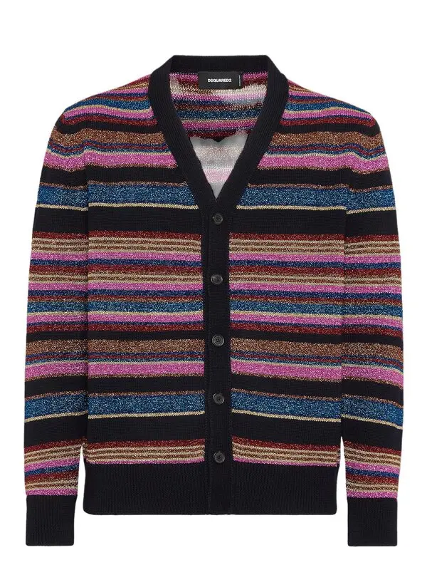 Dsquared2 Striped Metallic Yarn Cardigan - Black