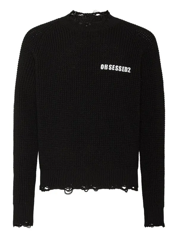 Dsquared2 Obsessed" Distressed Knit Pullover - Black