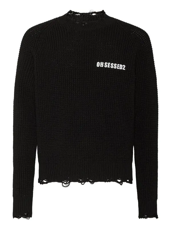 Dsquared2 Obsessed" Distressed Knit Pullover - Black