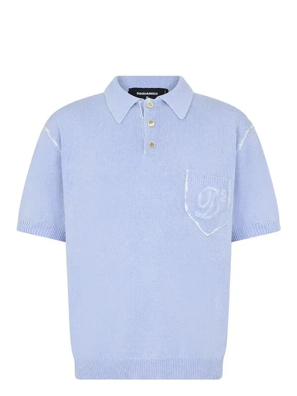 Dsquared2 Signature Knit Polo Shirt - Blue