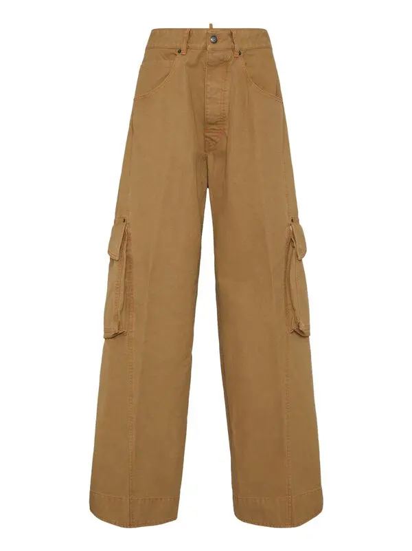 Dsquared2 Icon New Generation Stone Wash Twisted Aviator Cargo Pants - Beige
