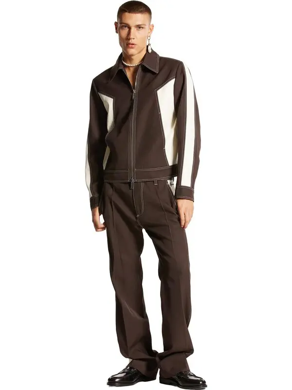 Dsquared2 Contrasting Stitch Tailored Trousers - Brown