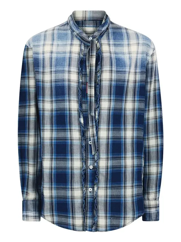 Dsquared2 Ombré Check Shirt With Mandarin Collar - Fantasy