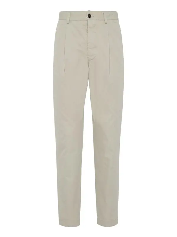 Dsquared2 One Pleat Cotton Twill Tapered Trousers - Beige