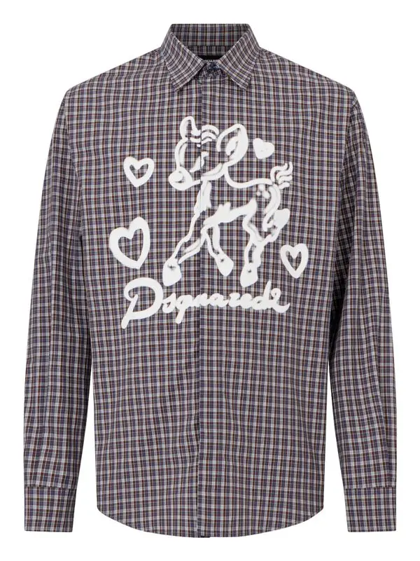 Dsquared2 Checked Shirt With Graphic Detail - Fantasy