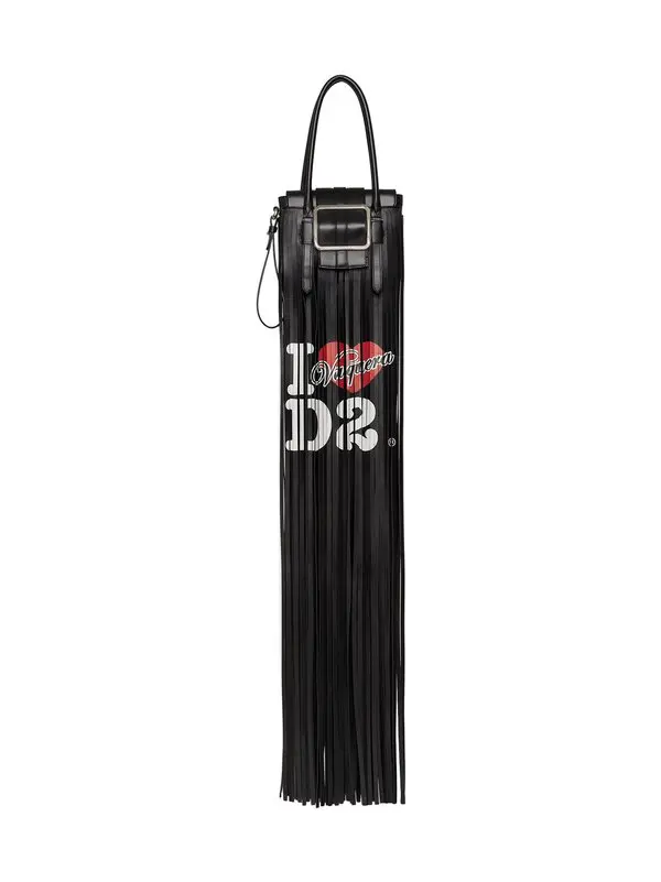 Dsquared2 Vaquera X Mini Shoulder Bag With Fringe Detail - Black