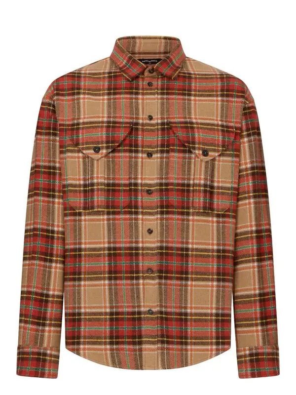Dsquared2 Checked Wool Flannel Military Shirt - Fantasy