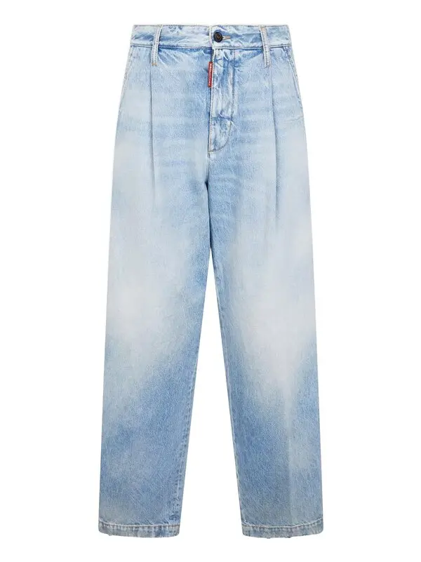 Dsquared2 Light Clean Wash One-pleat Loose Fit Denim Trousers - Blue