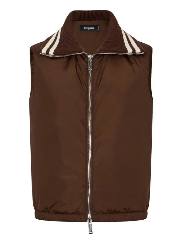Dsquared2 Hybrid Studded Cropped Vest - Brown
