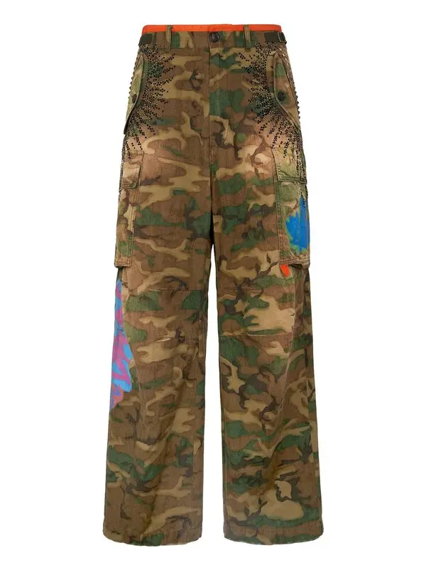 Dsquared2 Rebel Tag Wide Cargo Pants - Fantasy