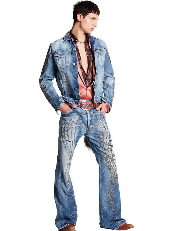 Dsquared2 Medium Wash Embellished Denim Jeans - Blue