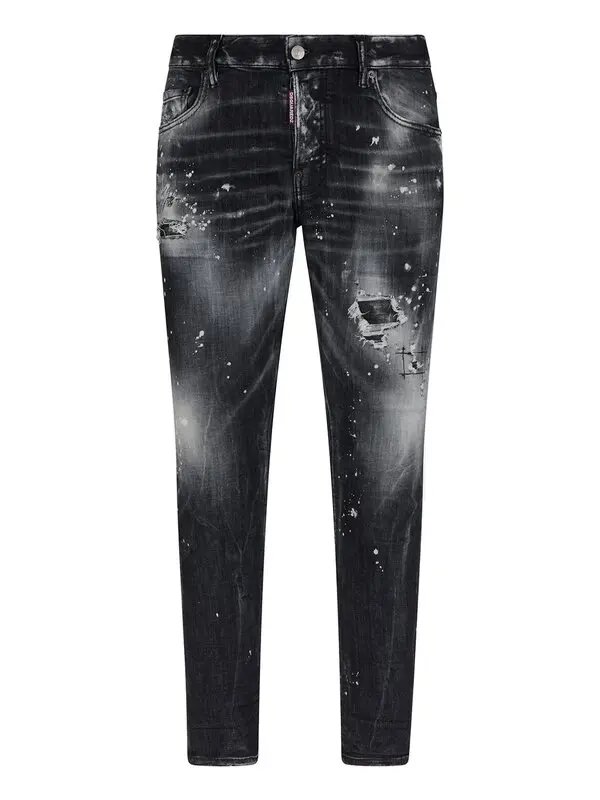 Dsquared2 Skinny Fit Distressed Wash Jeans - Black