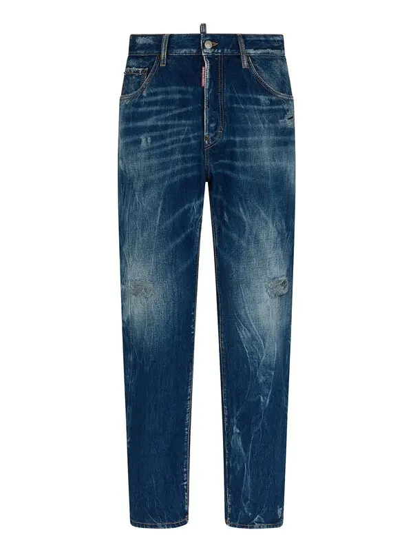 Dsquared2 Grey Wash Distressed Denim Jeans - Blue