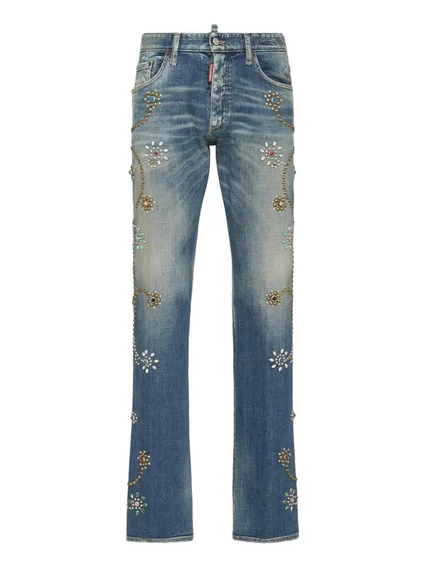 Dsquared2 Medium Wash Embellished Jeans - Blue