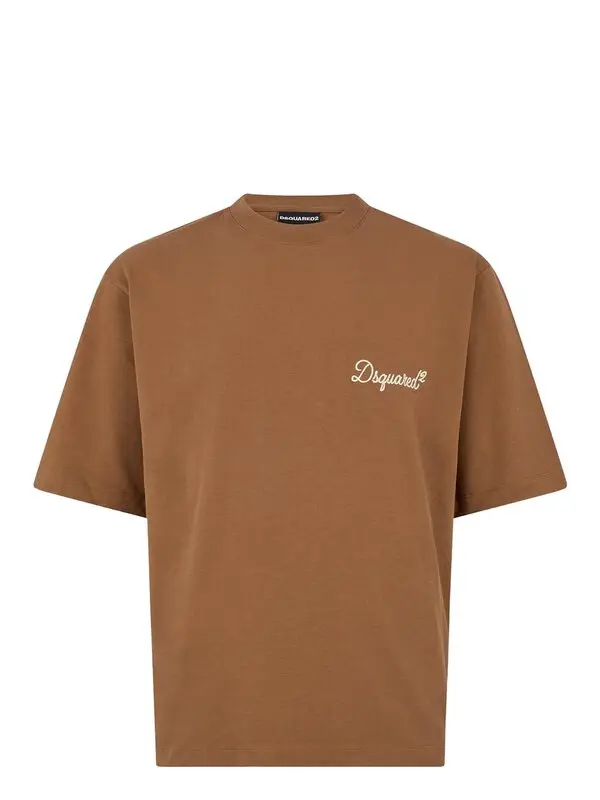 Dsquared2 Signature Loose Fit T-shirt With Embroidered Logo - Brown