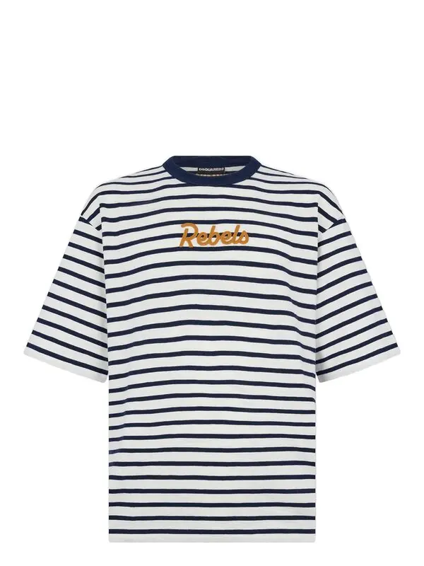 Dsquared2 Rebels Striped Cotton T-shirt - Fantasy