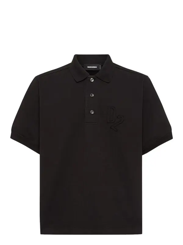 Dsquared2 Loose Fit Polo Shirt With Tonal Patches - Black