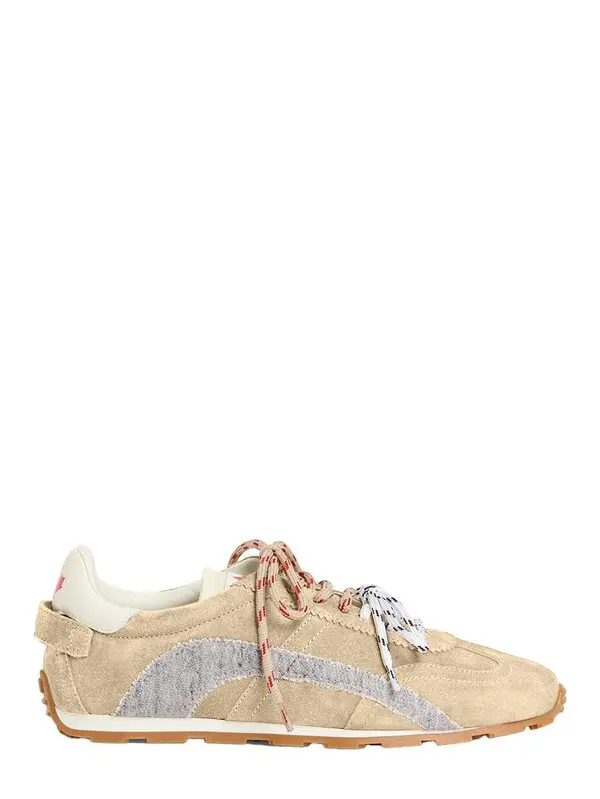 Dsquared2 Suede Lace-up Sneakers With Maple Leaf Outsole - Beige
