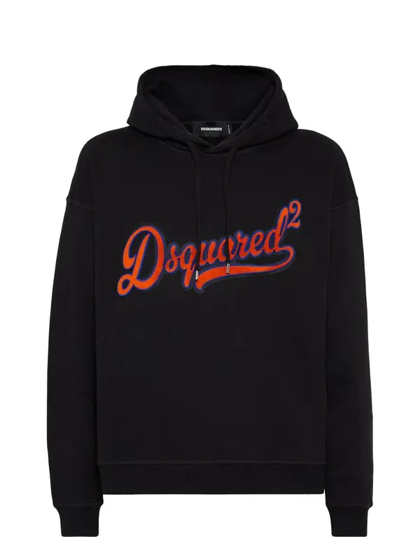 Dsquared2 Relaxed Fit Hoodie With Sponge Patch - Black
