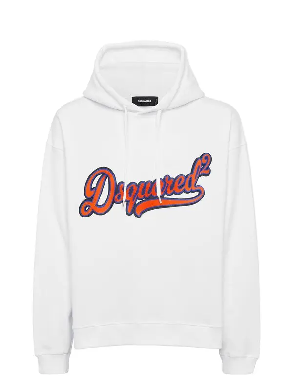 Dsquared2 Relaxed Fit Hoodie With Sponge Patch - White