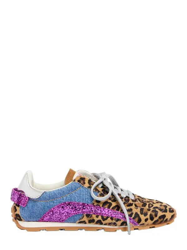 Dsquared2 Wild2" Print And Denim Lace-up Sneakers - Leopard