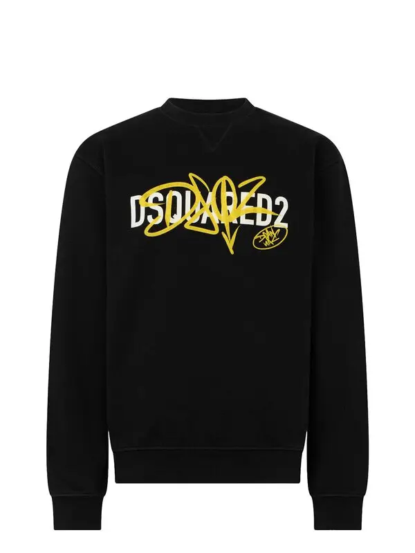 Dsquared2 Graffiti Cool Fit Crewneck Sweatshirt - Black