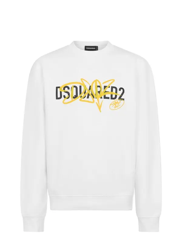 Dsquared2 Graffiti Cool Fit Crewneck Sweatshirt - White