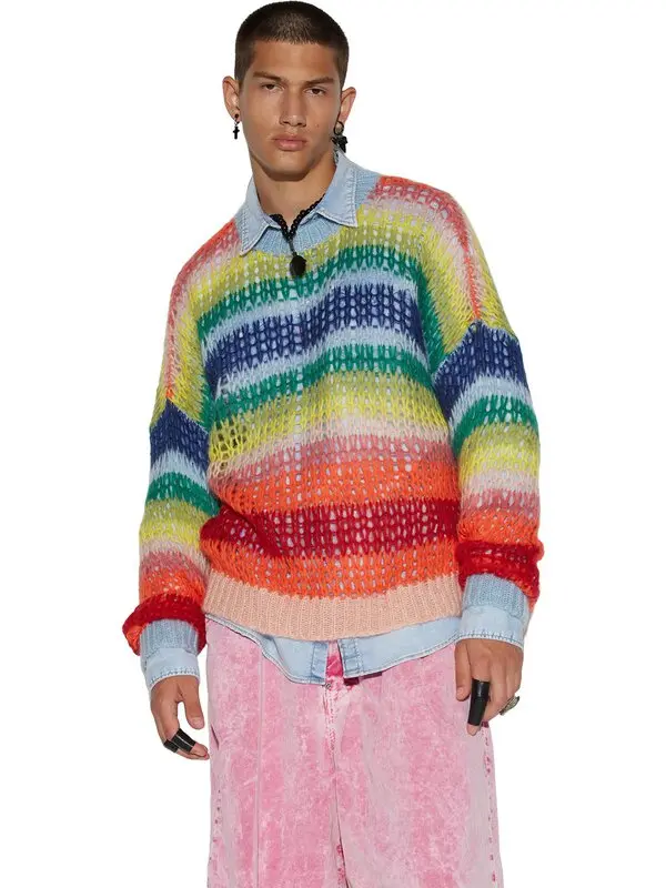 Dsquared2 Multicolor Striped Knit Sweater - Black