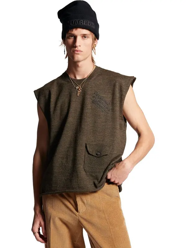 Dsquared2 Patch Pocket Vest Knit - Green