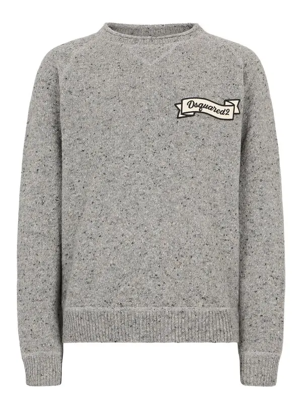 Dsquared2 Knitted Pullover With Flag Patch - Grey