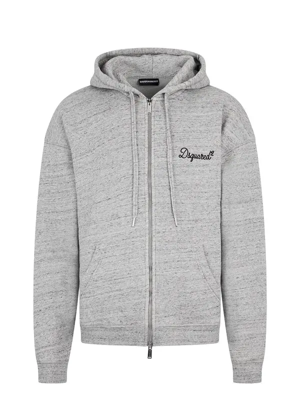 Dsquared2 Signature Relaxed Fit Zipped Hoodie - Grey