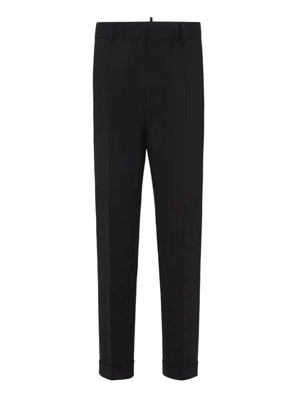 Dsquared2 One Pleat Wool Trousers - Black