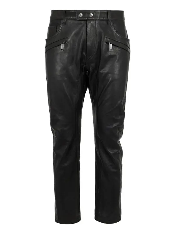 Dsquared2 Genuine Calfskin Leather Biker Pants - Black