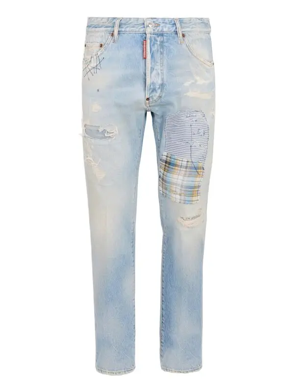 Dsquared2 Patchwork Distressed Jeans - Blue